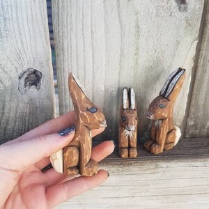 Wood Carved Forest Animals (rabbit Family) - Etsy