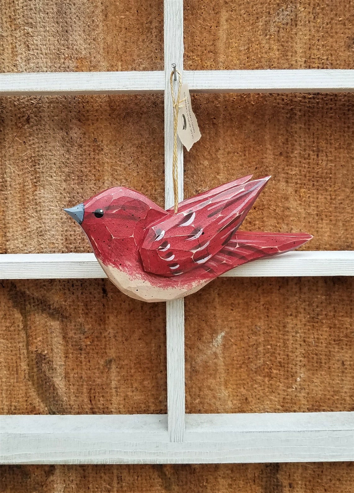 Hand Carved Bird Ornament ( Purple Finch) - Etsy