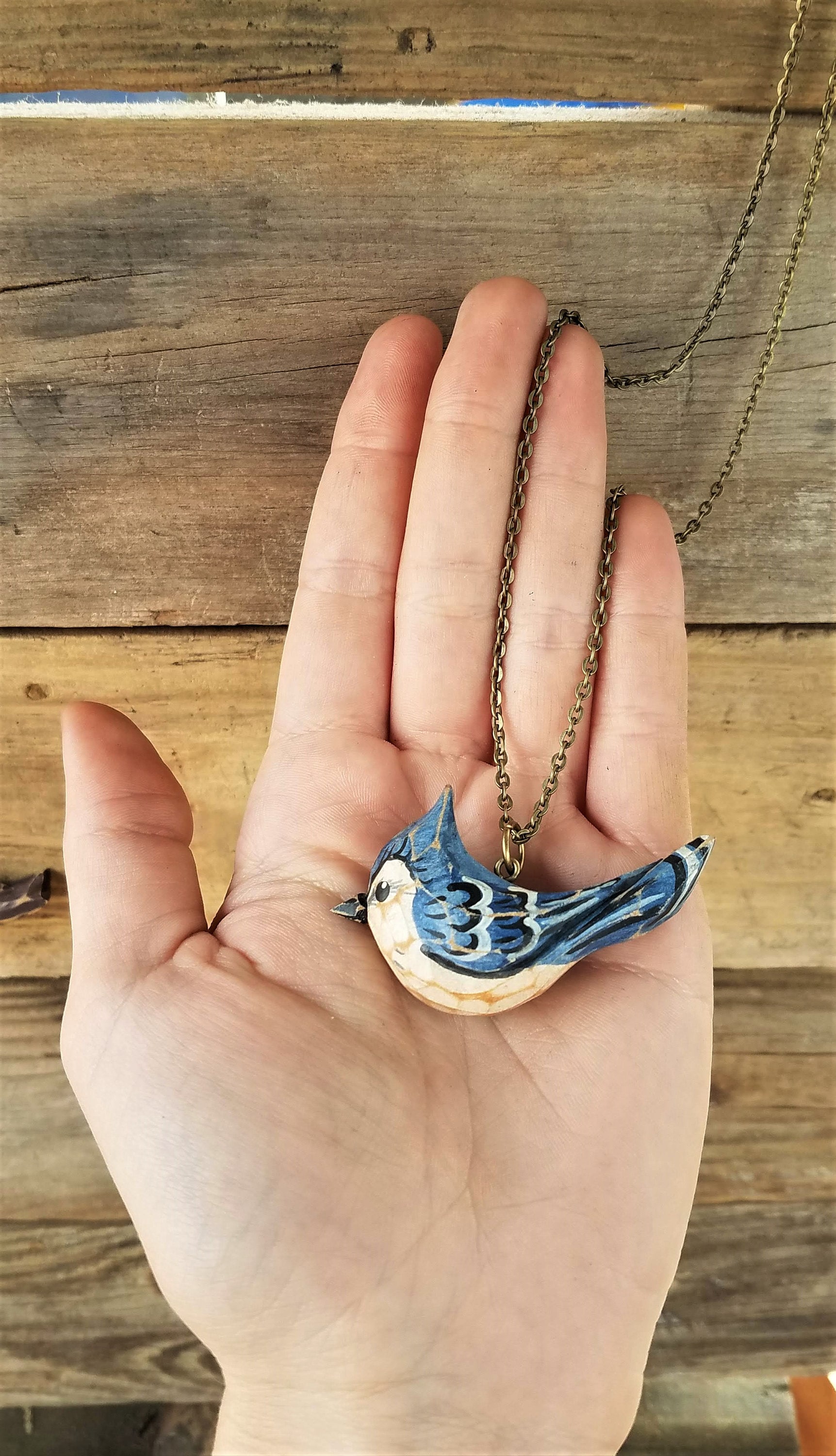 Blue Jay Necklace - Etsy UK