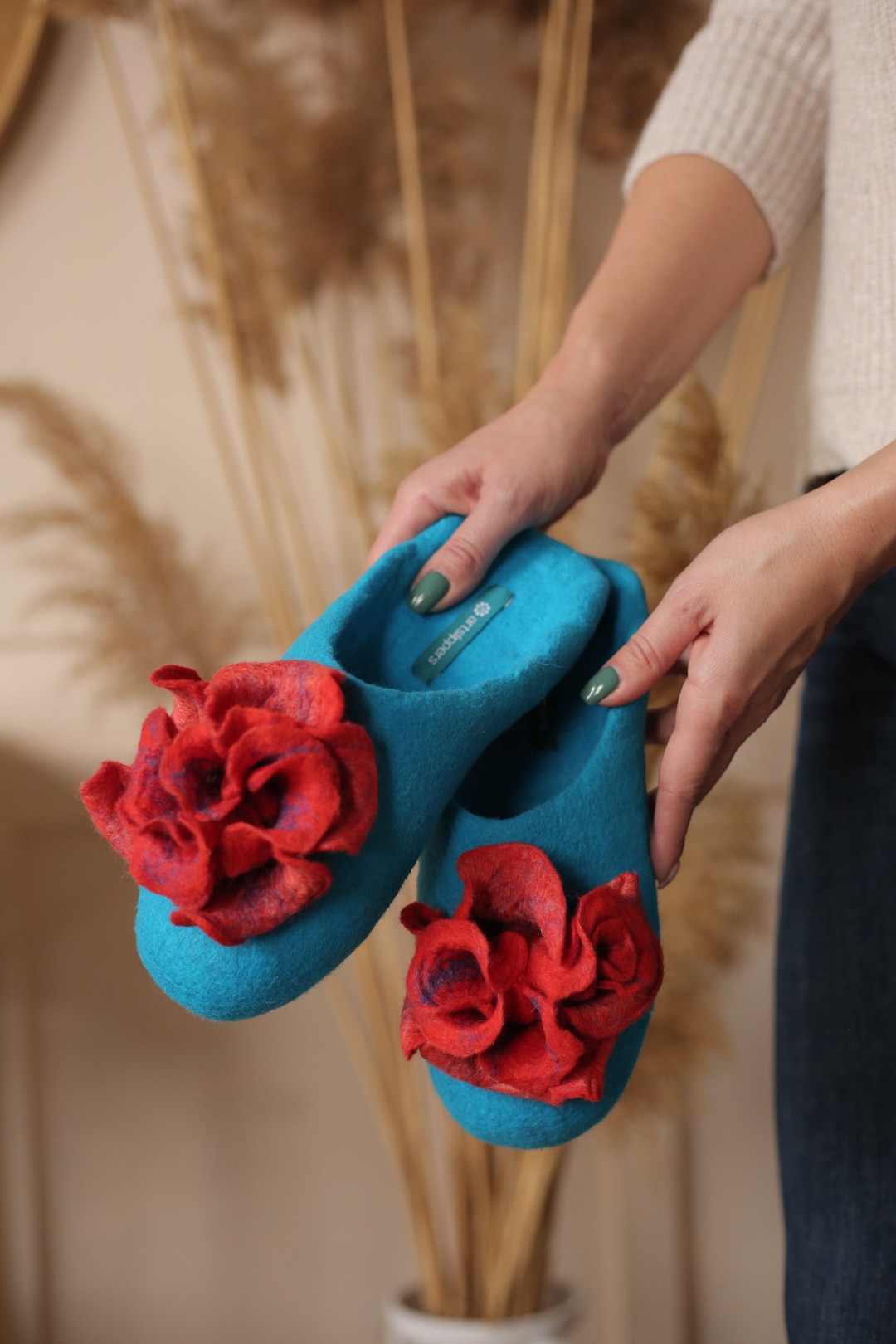 Women's Slippers Custom Made 100% Merino Wool Beautiful Felted Slippers ...