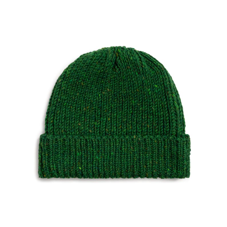 Irish Donegal Tweed Wool Knit Beanie | Green | Made in Ireland - Etsy