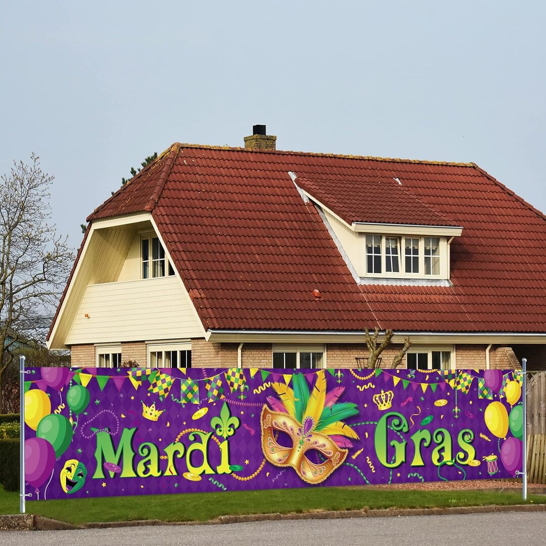 Mardi Gras Banner Purple, Mardi Gras Yard Sign, Banner Carnival Mardi ...