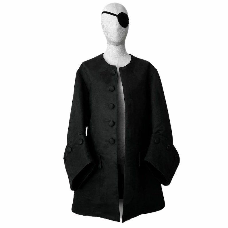 Pirate Coat Pirata TESORO Black Suede Sailing Jacket Baroque Overcoat ...
