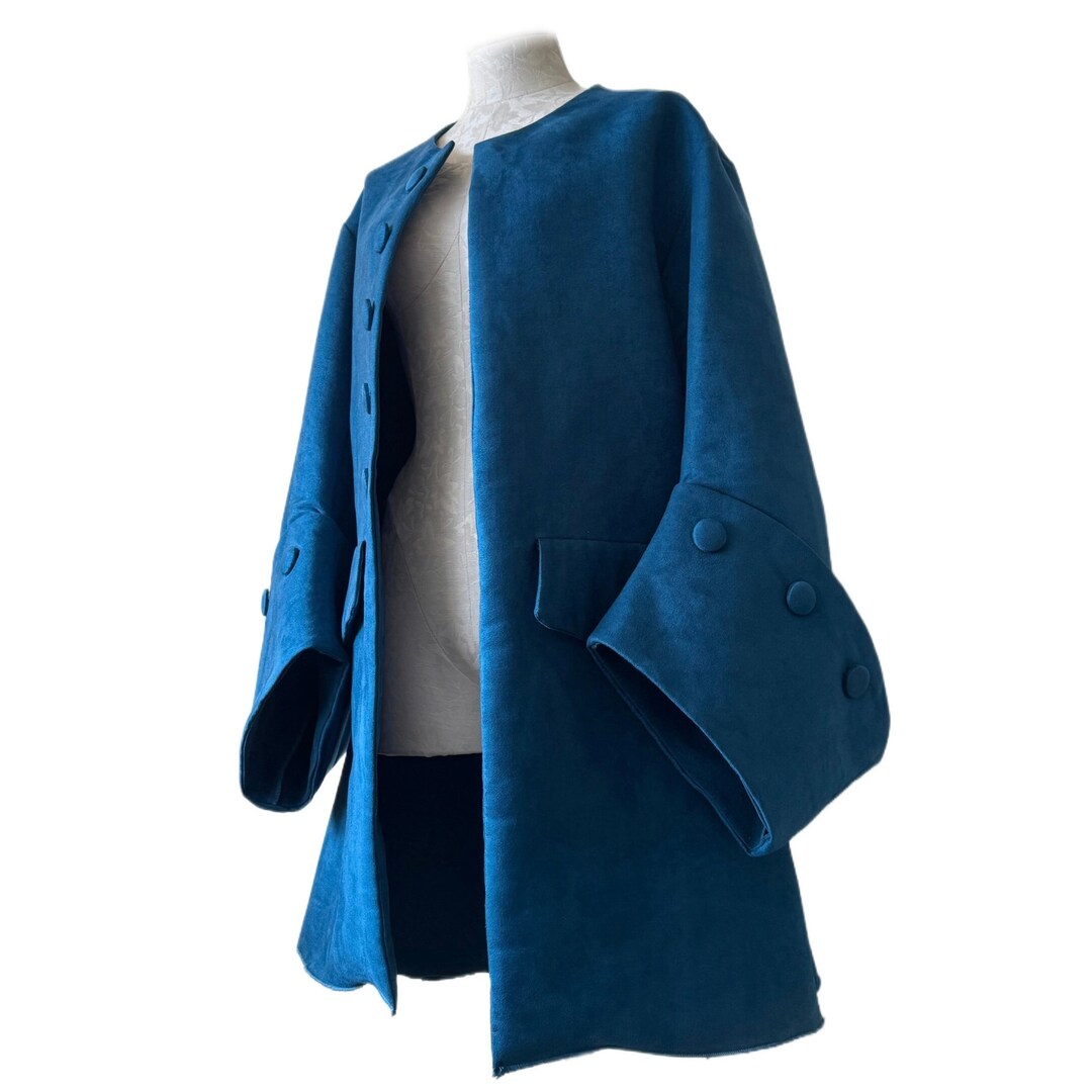 Pirate Coat Pirata TESORO Ocean Blue Suede Captain Sailing Jacket ...