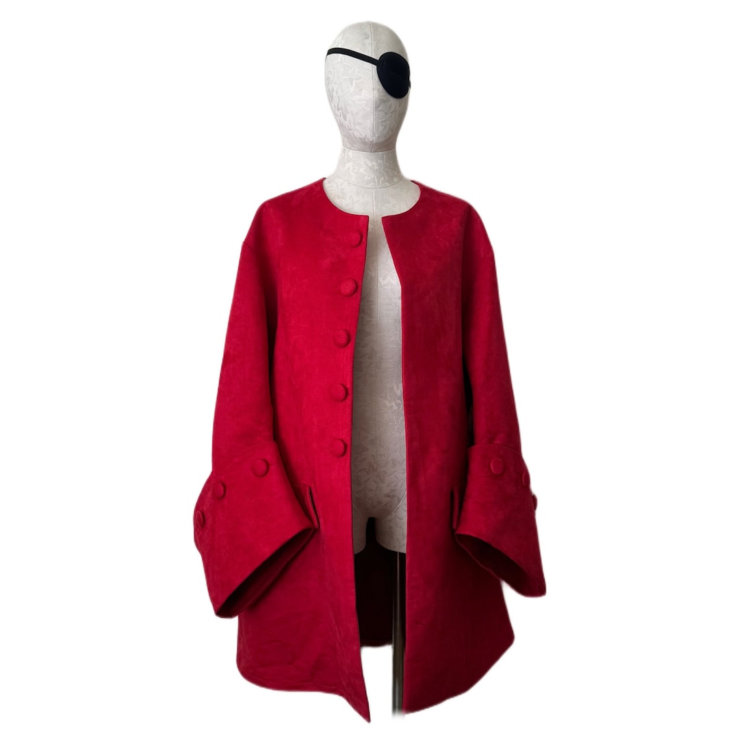 Pirate Coat Pirata TESORO Crimson Suede Sailing Jacket Baroque Overcoat ...