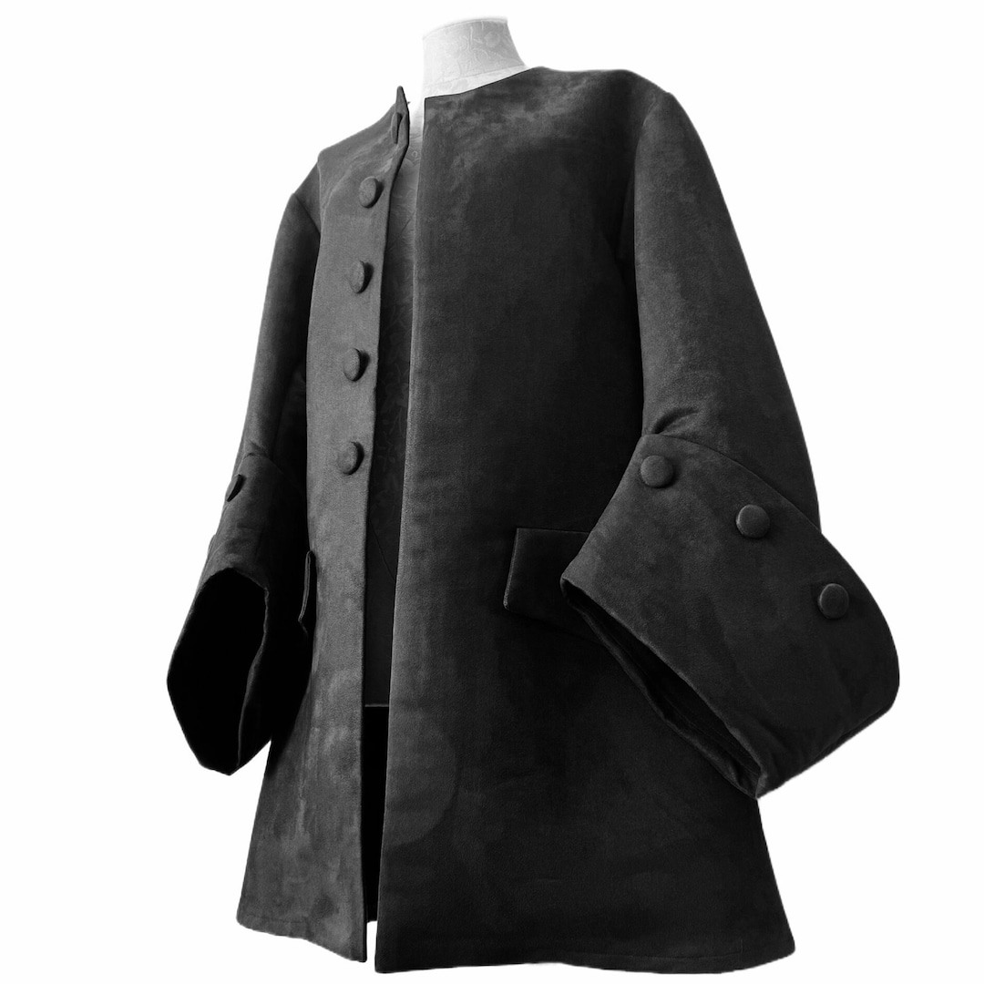 Pirate Coat Pirata TESORO Black Suede Sailing Jacket Baroque Overcoat ...