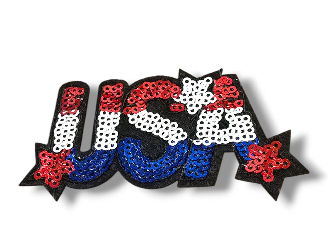 USA Americana Sew or Iron on Patch Sequin Embroidery - Etsy