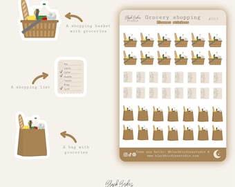 Grocery Shopping Planner Stickers Carts - Etsy