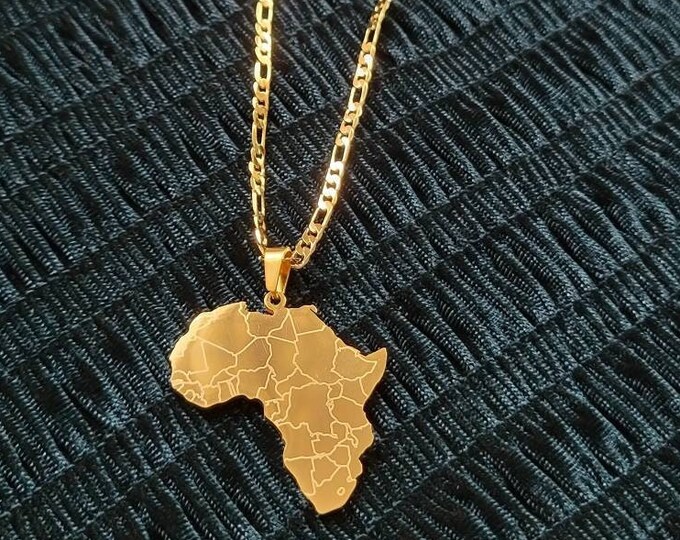 18K Gold-plated Africa Map Necklace for Men and Women | African Map ...