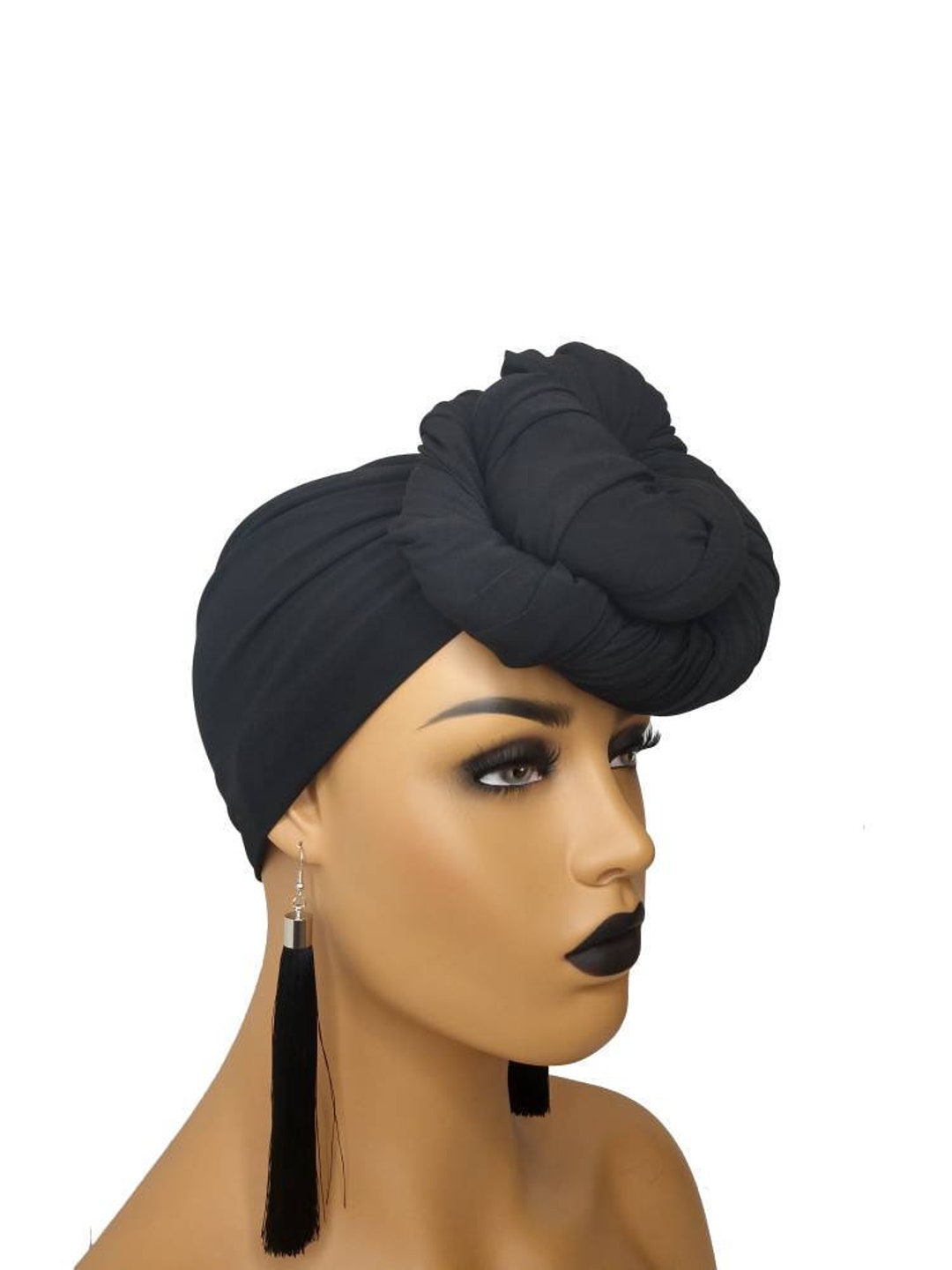 Black Head Wraps for Women, Extra Large Turban, Black Jersey Head Wrap ...