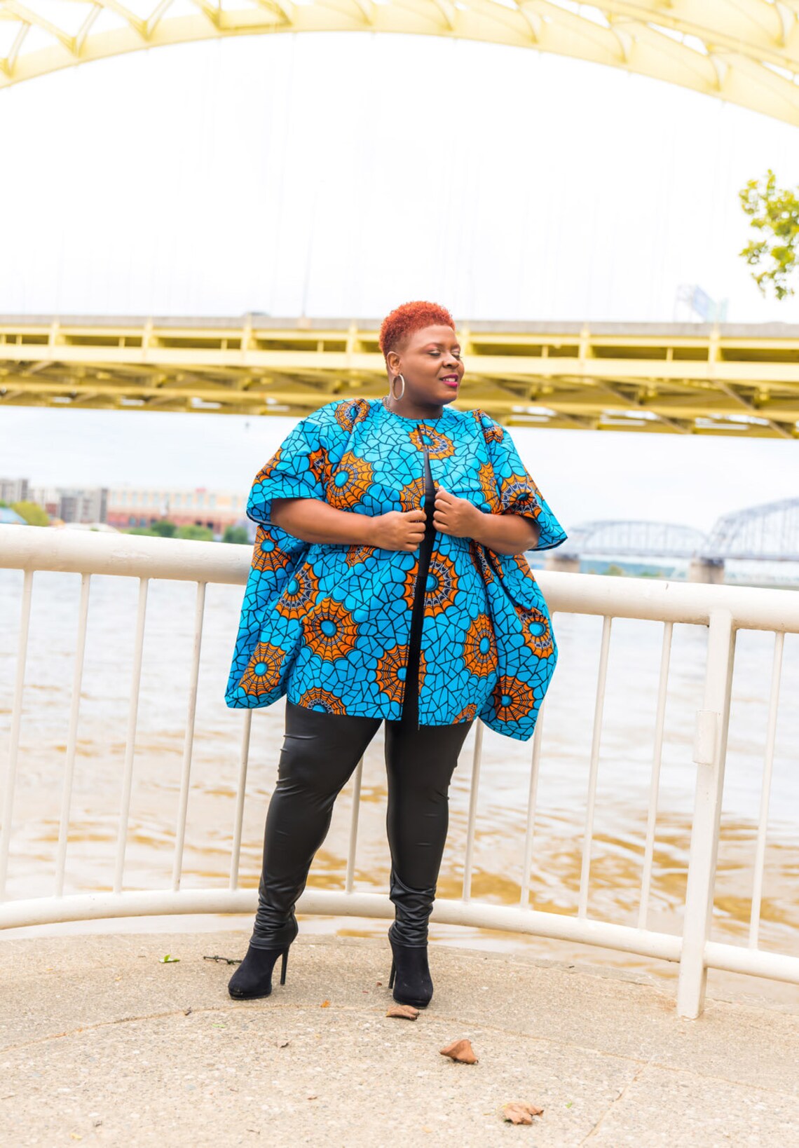 African Clothing for Women Plus Size, Oversized Kimono, Orange Ankara ...