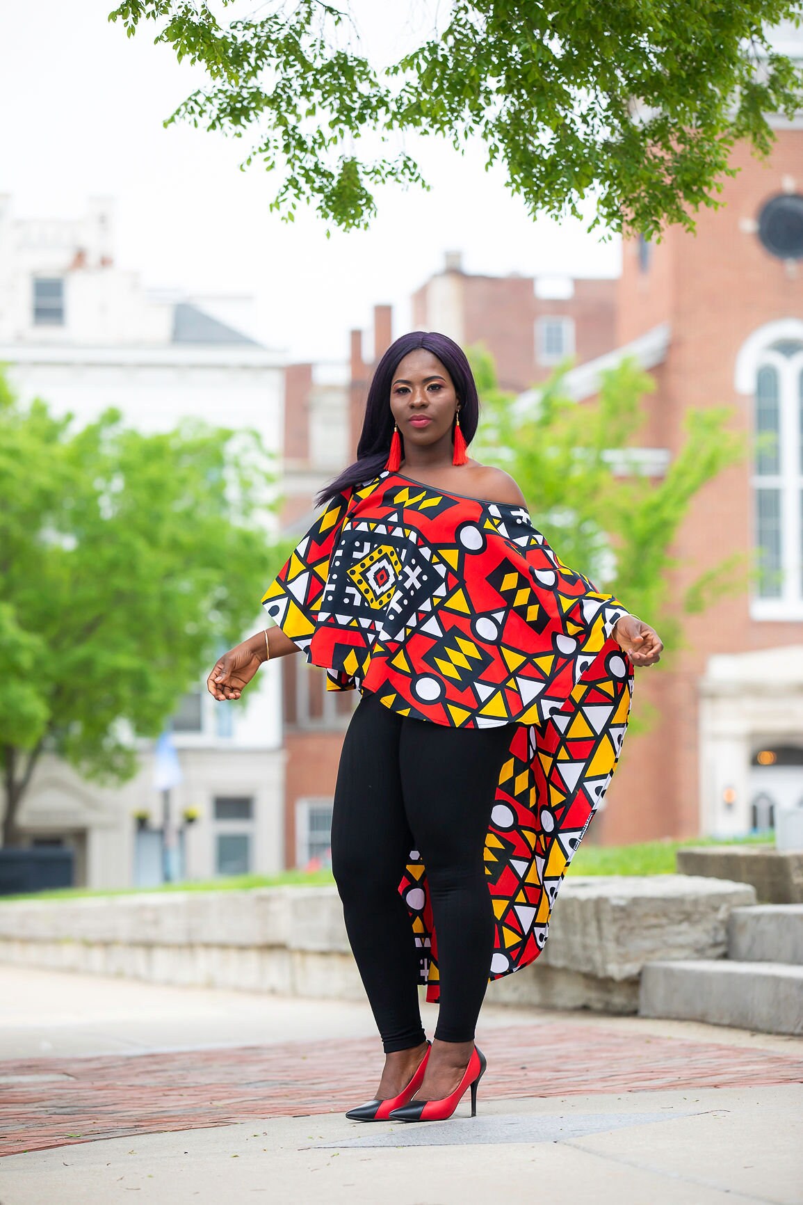 African Tops for Women High Low Ankara Clothing Red Black | Etsy