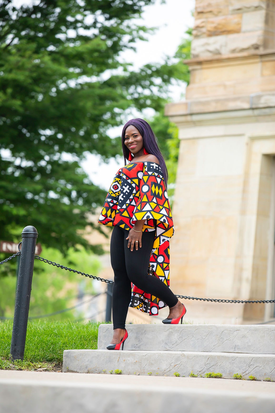 African Tops for Women High Low Ankara Clothing Red Black | Etsy