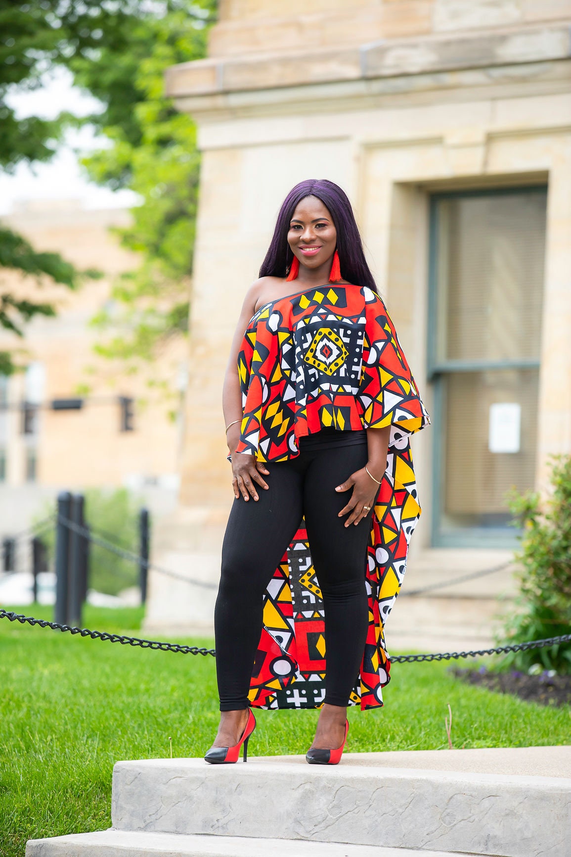African Tops for Women High Low Ankara Clothing Red Black | Etsy