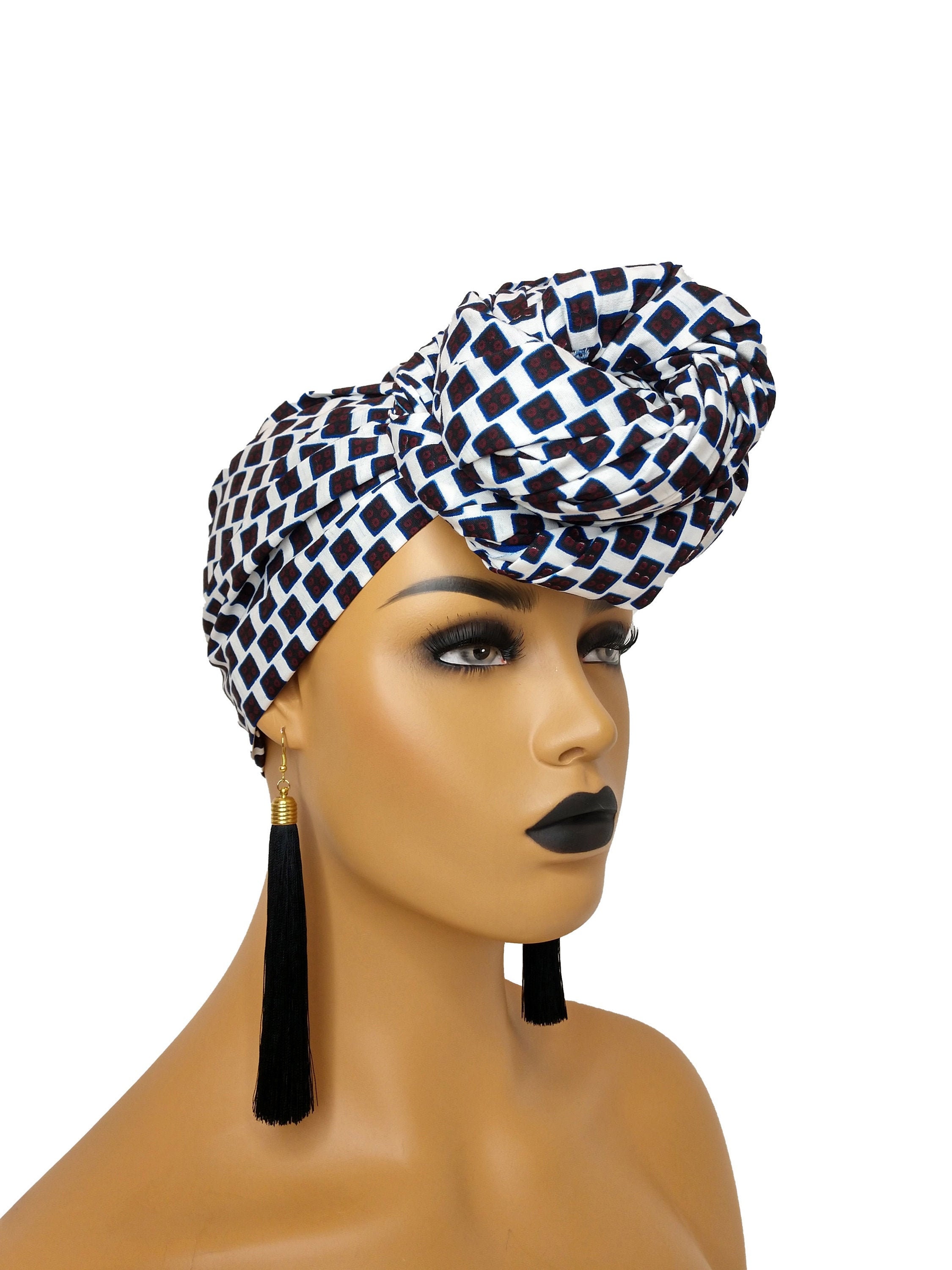African Head Wraps for Women White | Ankara Head Scarf | Afro Hair ...