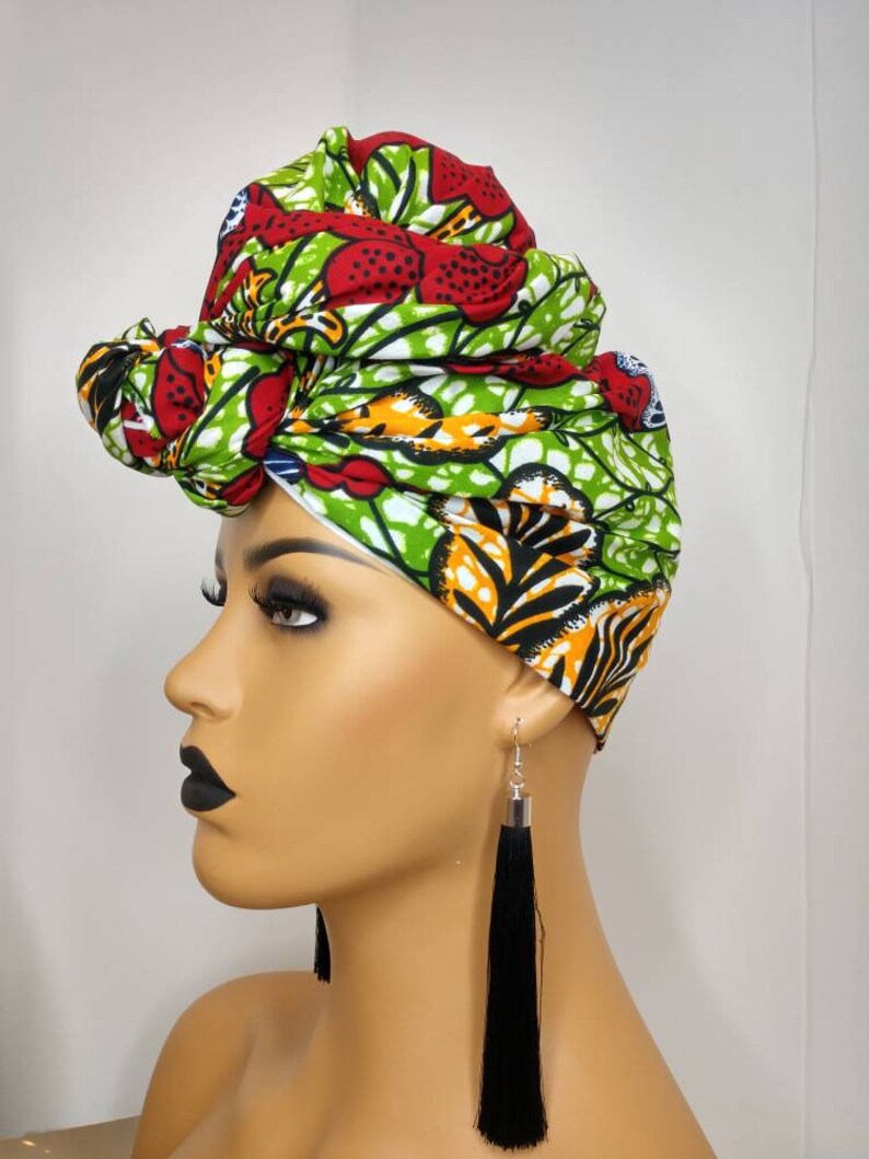 African Head Wraps for Women in Floral Ankara Fabric Red - Etsy
