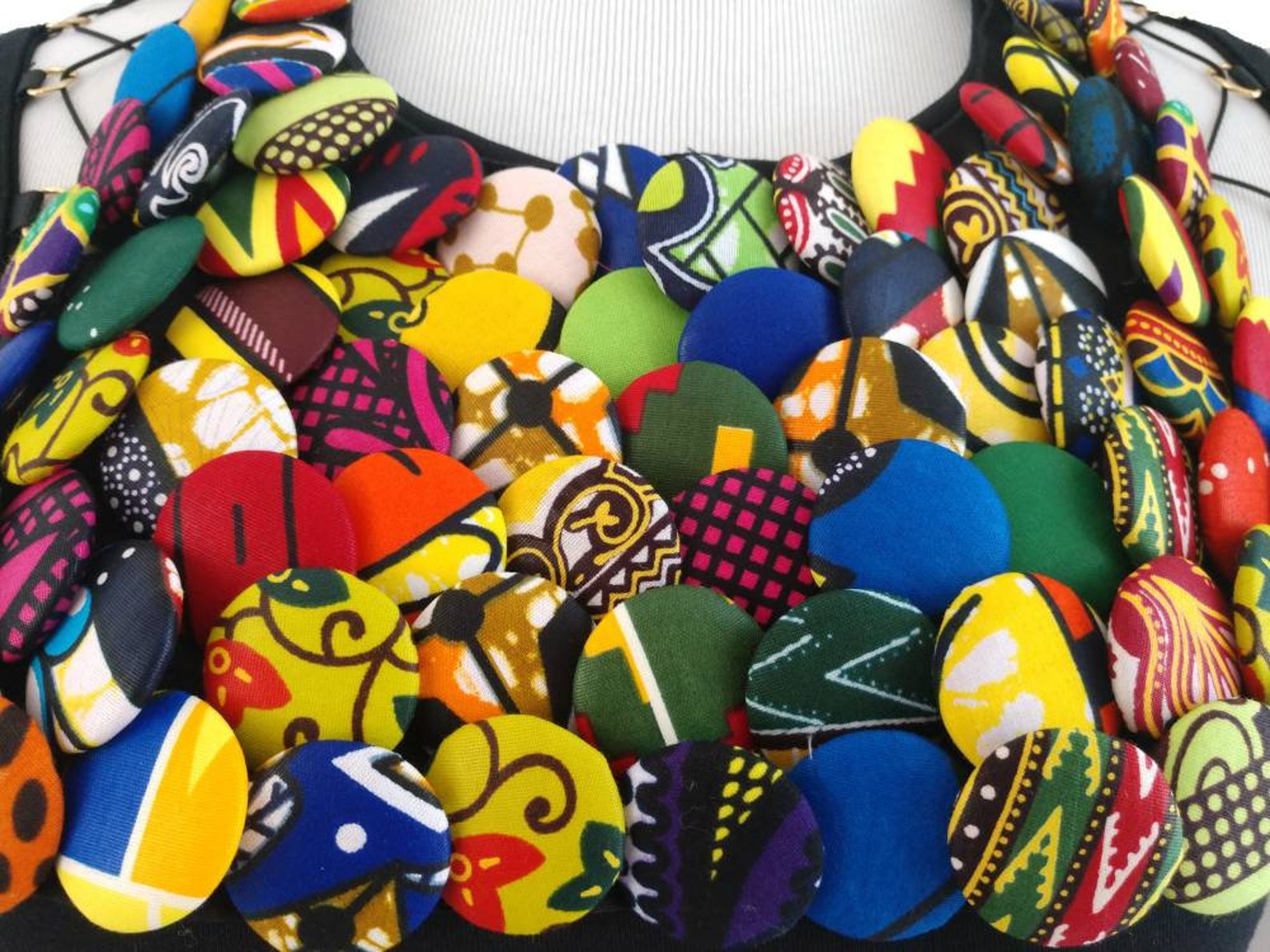 African Button Necklace Ankara Statement Jewelry Adjustable | Etsy