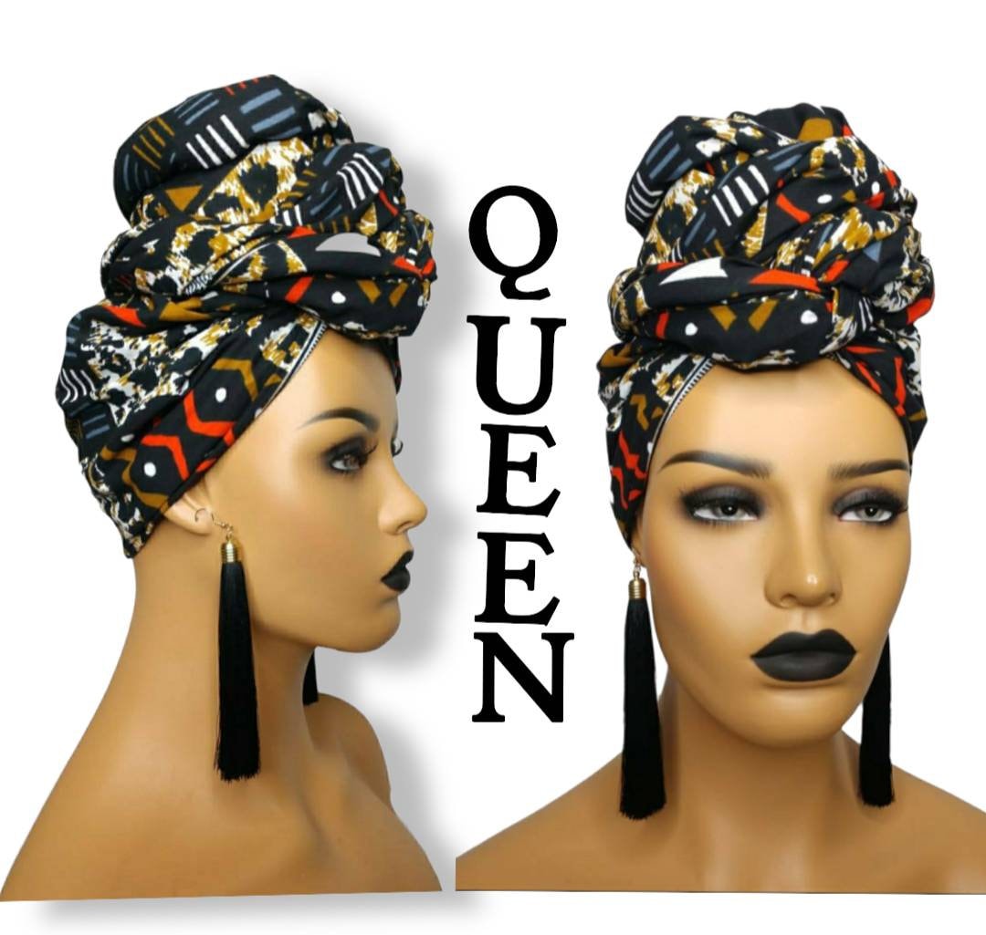 African Head Wraps for Women | Queen Headwrap, Mudcloth Headwrap ...