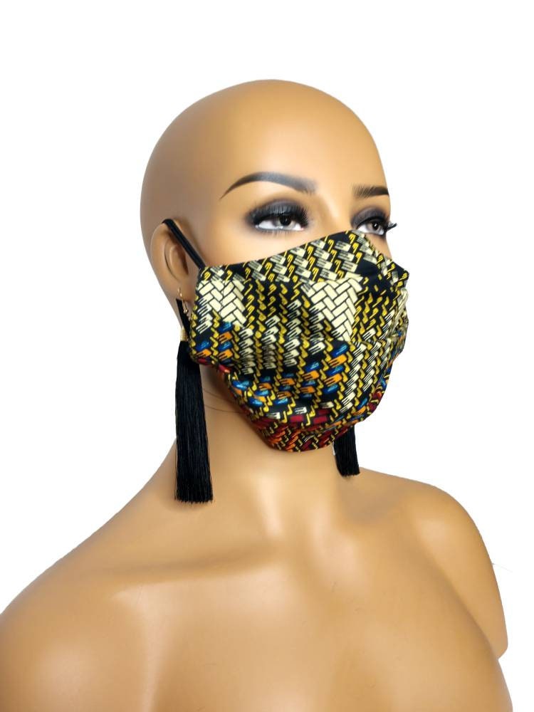 African Face Mask With Filter Pocket and Matching African | Etsy