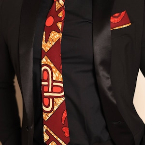 African Print Neck Tie Set Gift - 6 Piece | Ankara Necktie, Bowtie ...