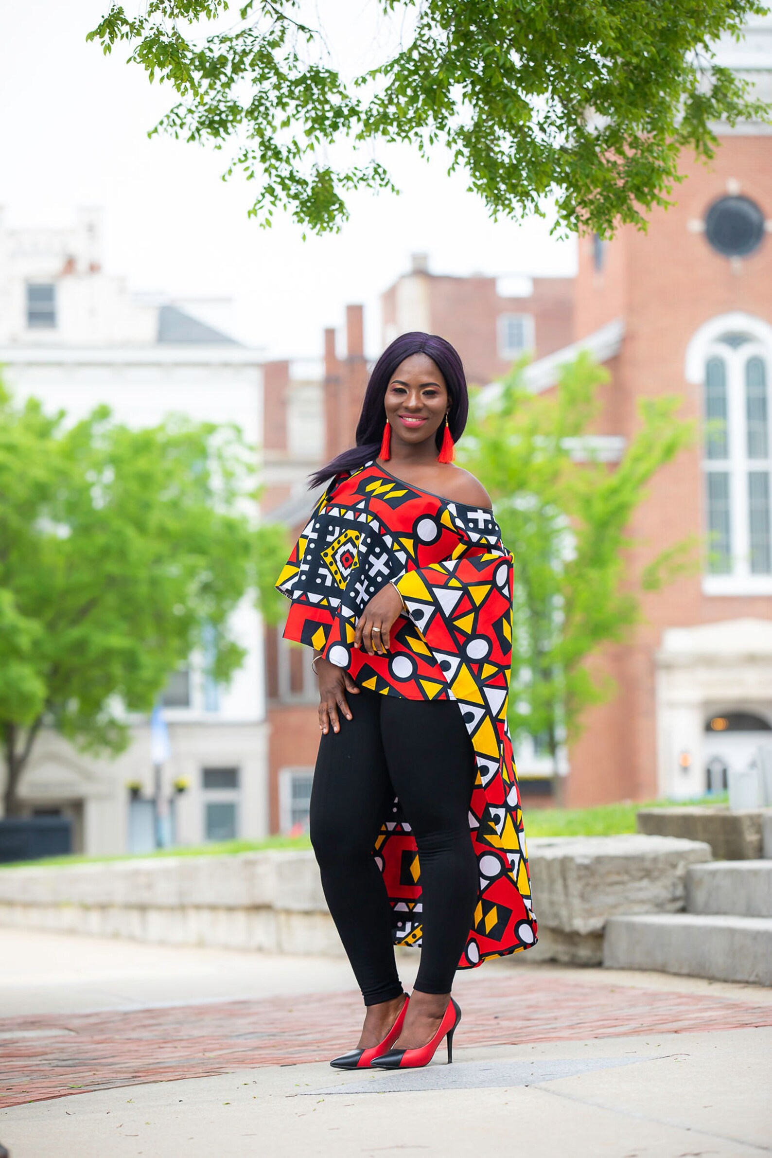 African Clothing for Women Ankara Top High Low Cape Shawl - Etsy