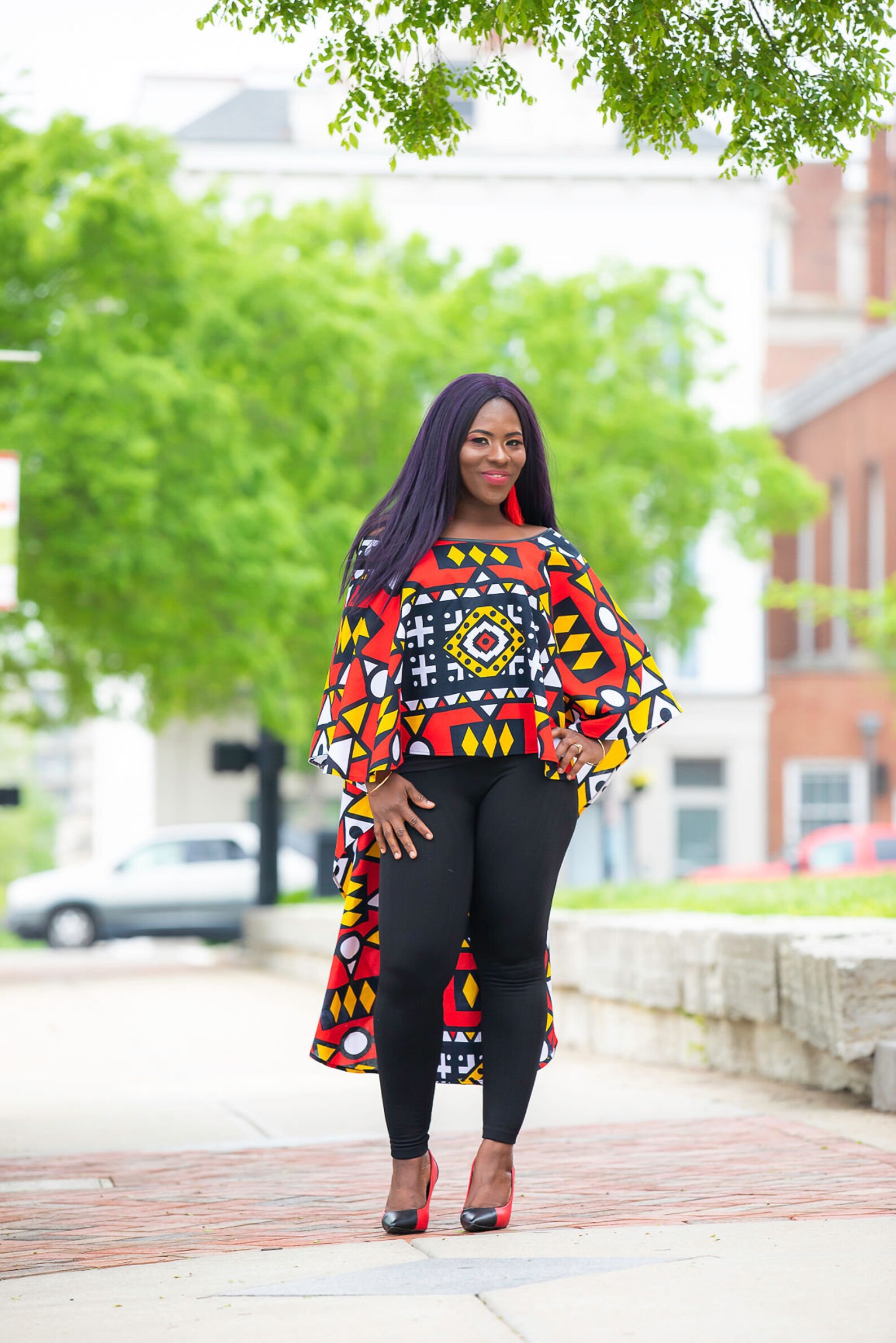 African Clothing for Women Ankara Top High Low Cape Shawl - Etsy