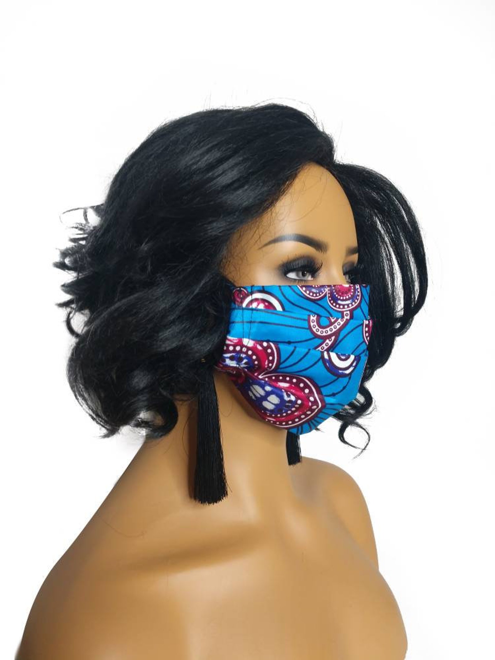 African Face Mask With Filter Pocket and Matching African Print Head ...