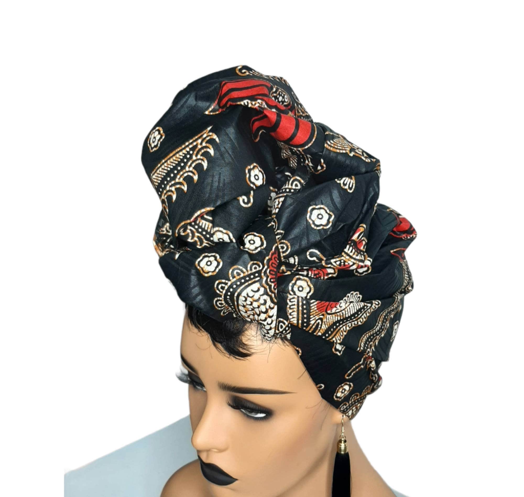 Black African Head Wraps for Women | Mudcloth Headwrap Black | Black ...