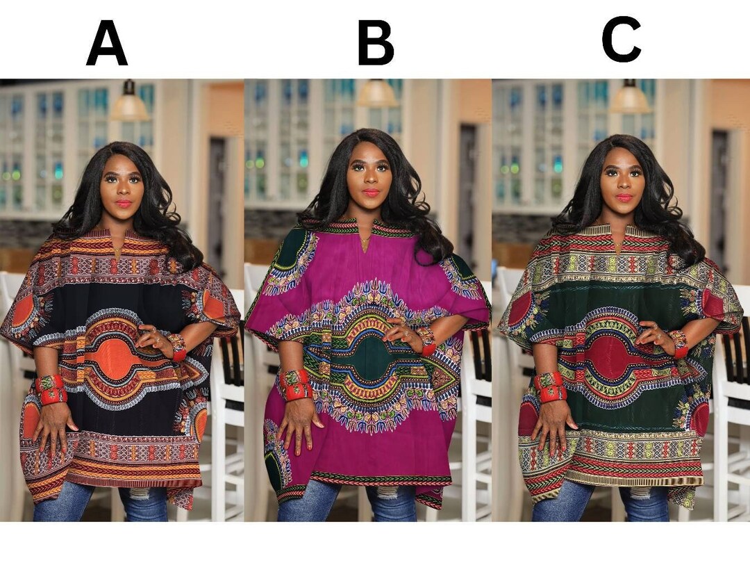 Dashiki Kaftan Tops for Women | One Size African Clothing for Women ...