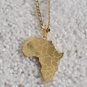 18K Gold-plated Africa Map Necklace for Men and Women African Map ...