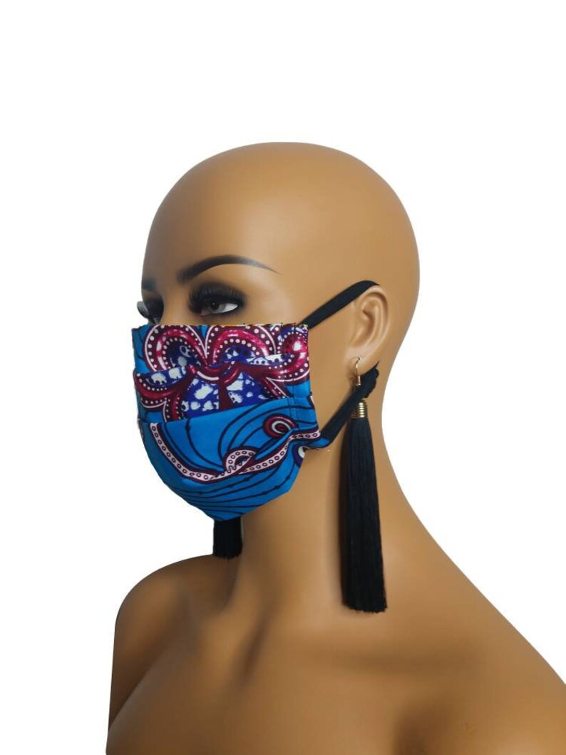 African Face Mask With Filter Pocket and Matching African Print Head ...