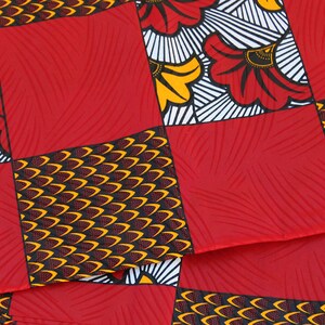 Quality Red Patched African Fabric Ankara Red Dress Fabric African ...