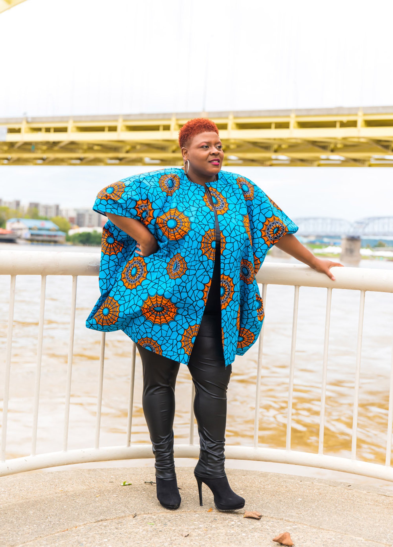 African Clothing for Women Plus Size, Oversized Kimono, Orange Ankara ...