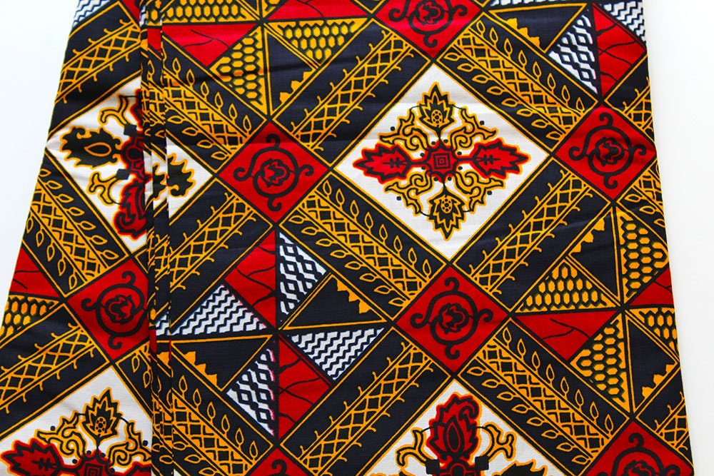 Geometric Ankara Fabric White Ankara Fabric Red Ankara - Etsy