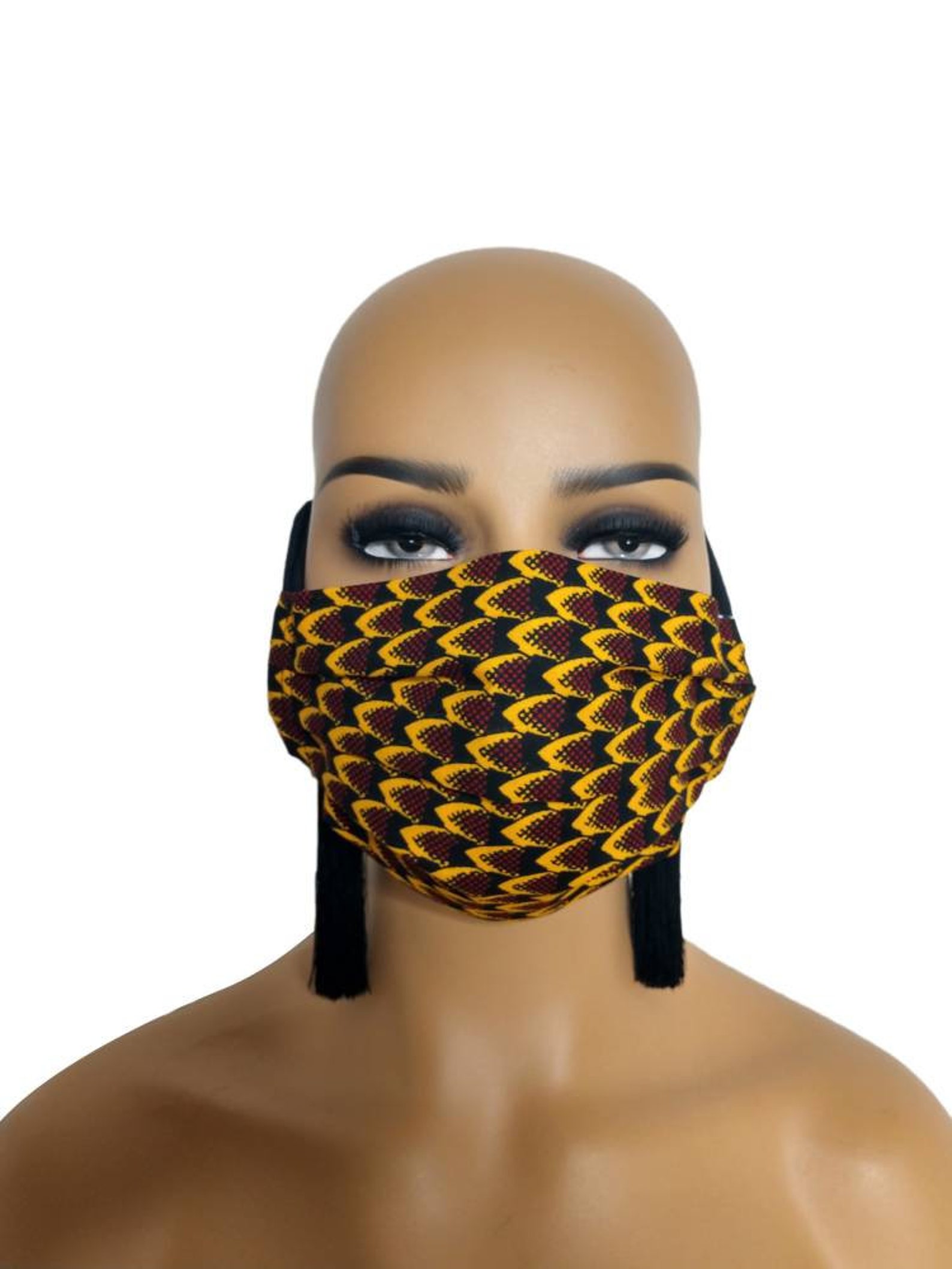 African Face Mask With Filter Pocket and Matching African Print Head ...