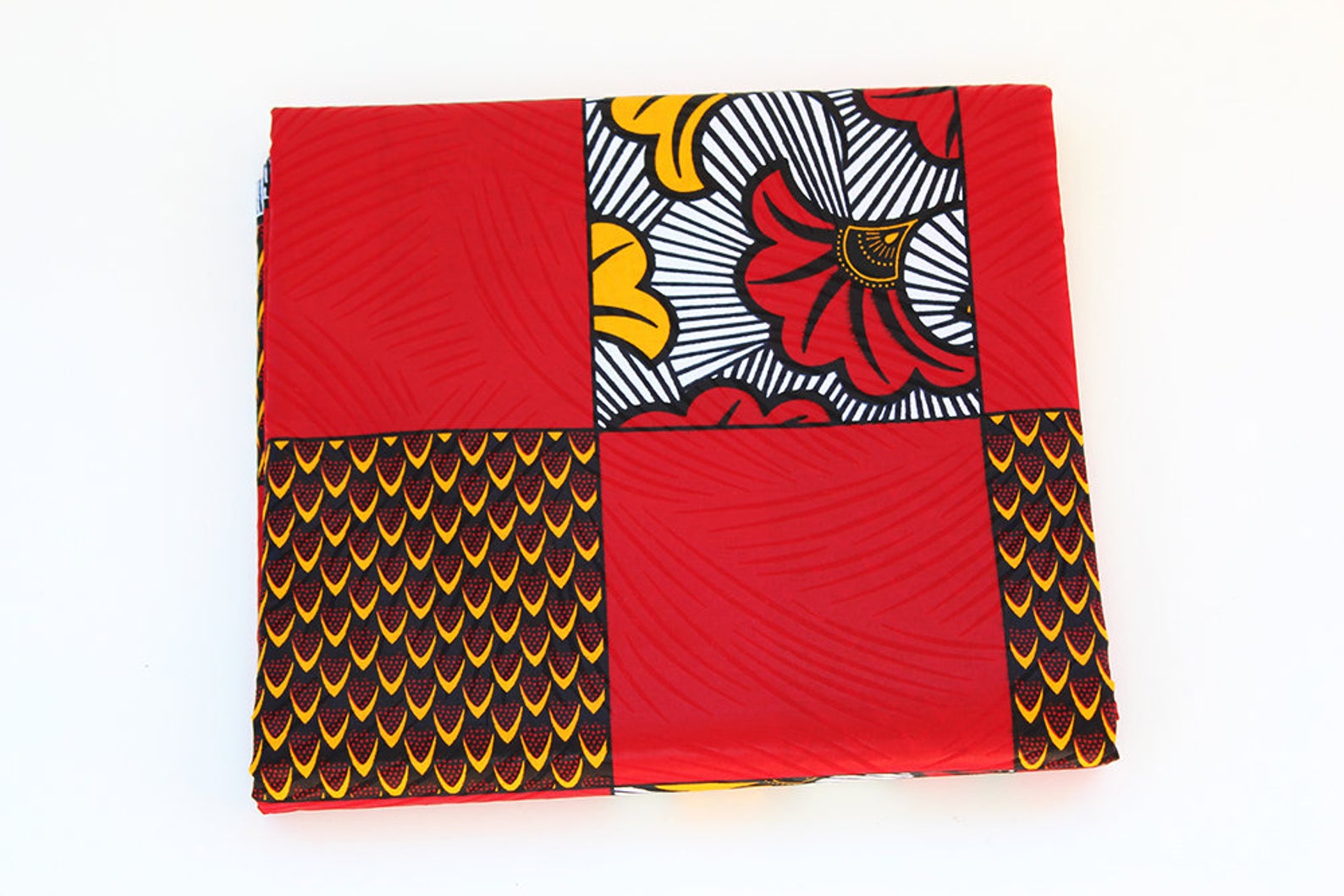 Quality Red Patched African Fabric Ankara Red Dress Fabric African ...