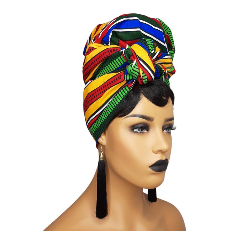 African Head Wraps for Women | Red Black Green Yellow | Ankara Headwrap ...