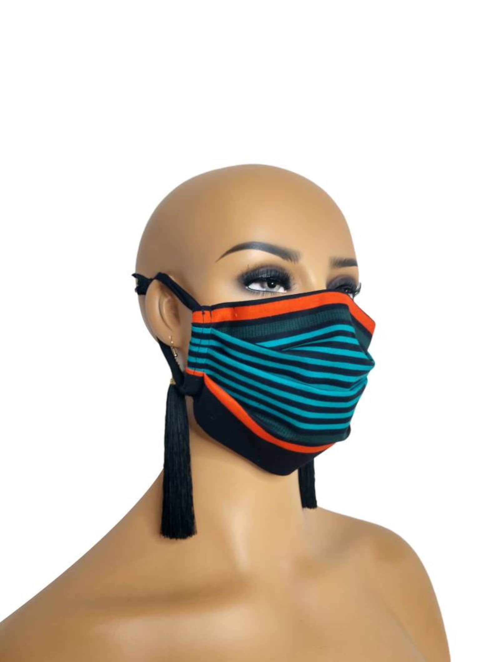 African Face Mask With Filter Pocket and Matching African Print Head ...