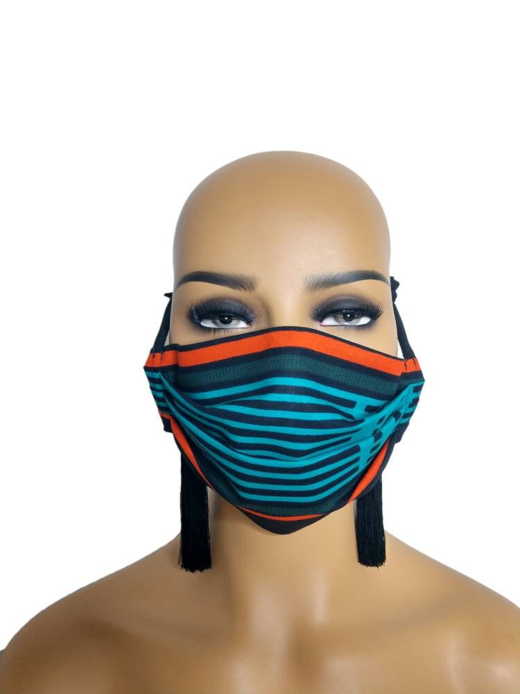 African Face Mask With Filter Pocket and Matching African Print Head ...