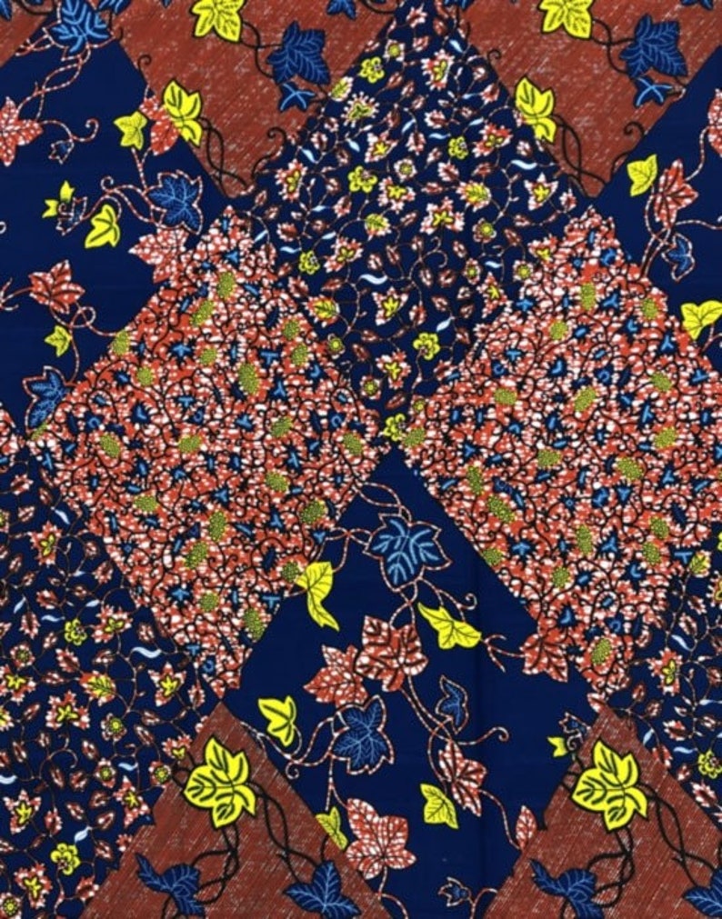 African Patchwork Fabric, Trees and Plants, African Print Floral Cotton ...