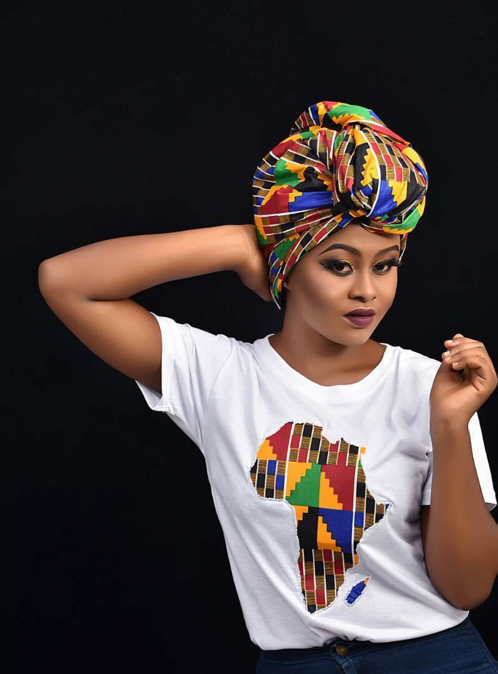 African Tshirt Unisex With Matching Head Wrap for Women | Gift for Her ...