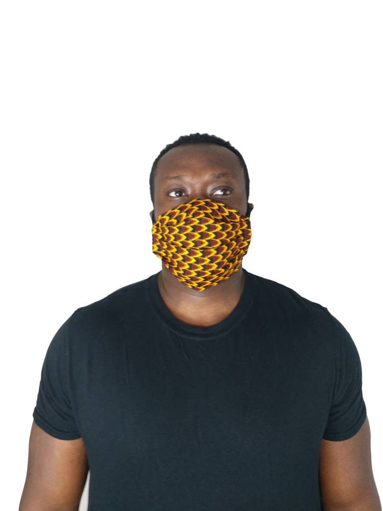 African Face Mask With Filter Pocket and Matching African Print Head ...