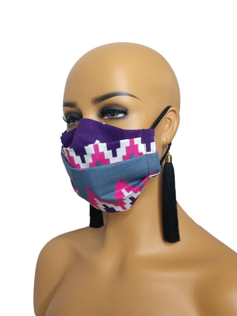 African Face Mask With Filter Pocket and Matching African Print Head ...