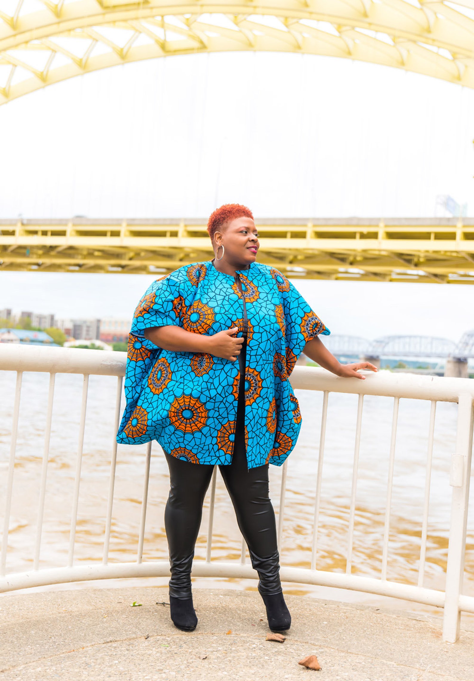 African Clothing for Women Plus Size, Oversized Kimono, Orange Ankara ...