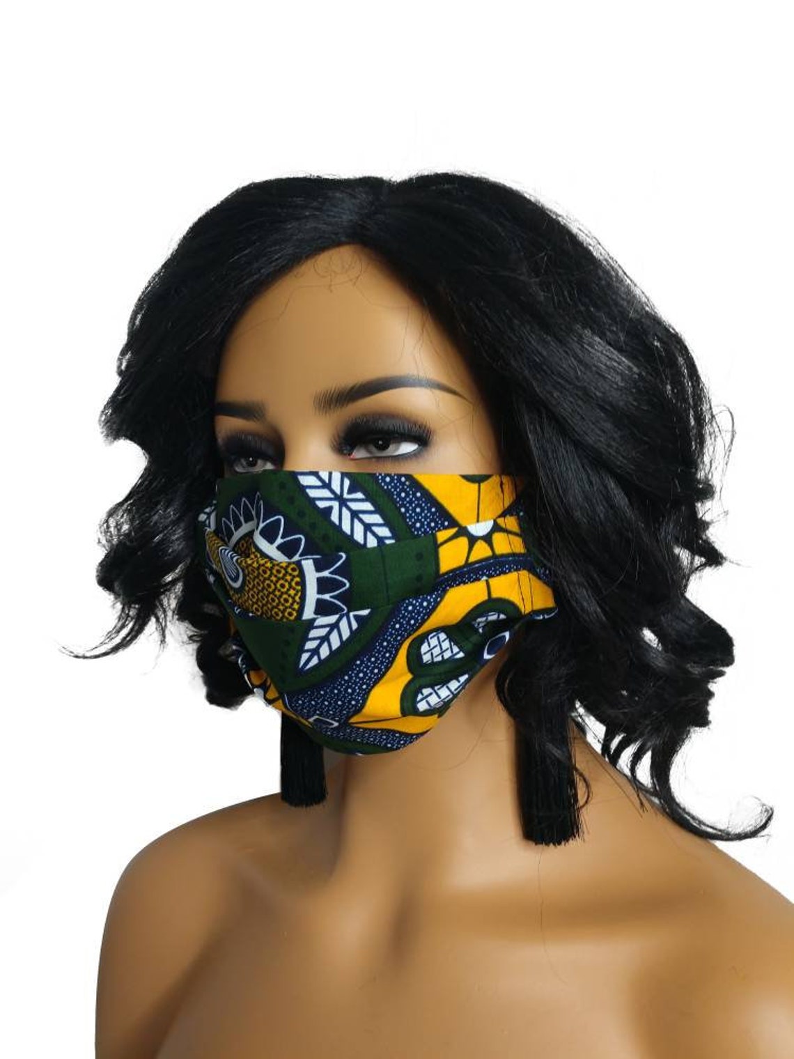 African Face Mask With Filter Pocket and Matching African Print Head ...