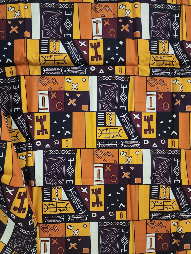 African Print Fabric 6 Yards | Mudcloth Fabric | Ankara Fabric Gold ...