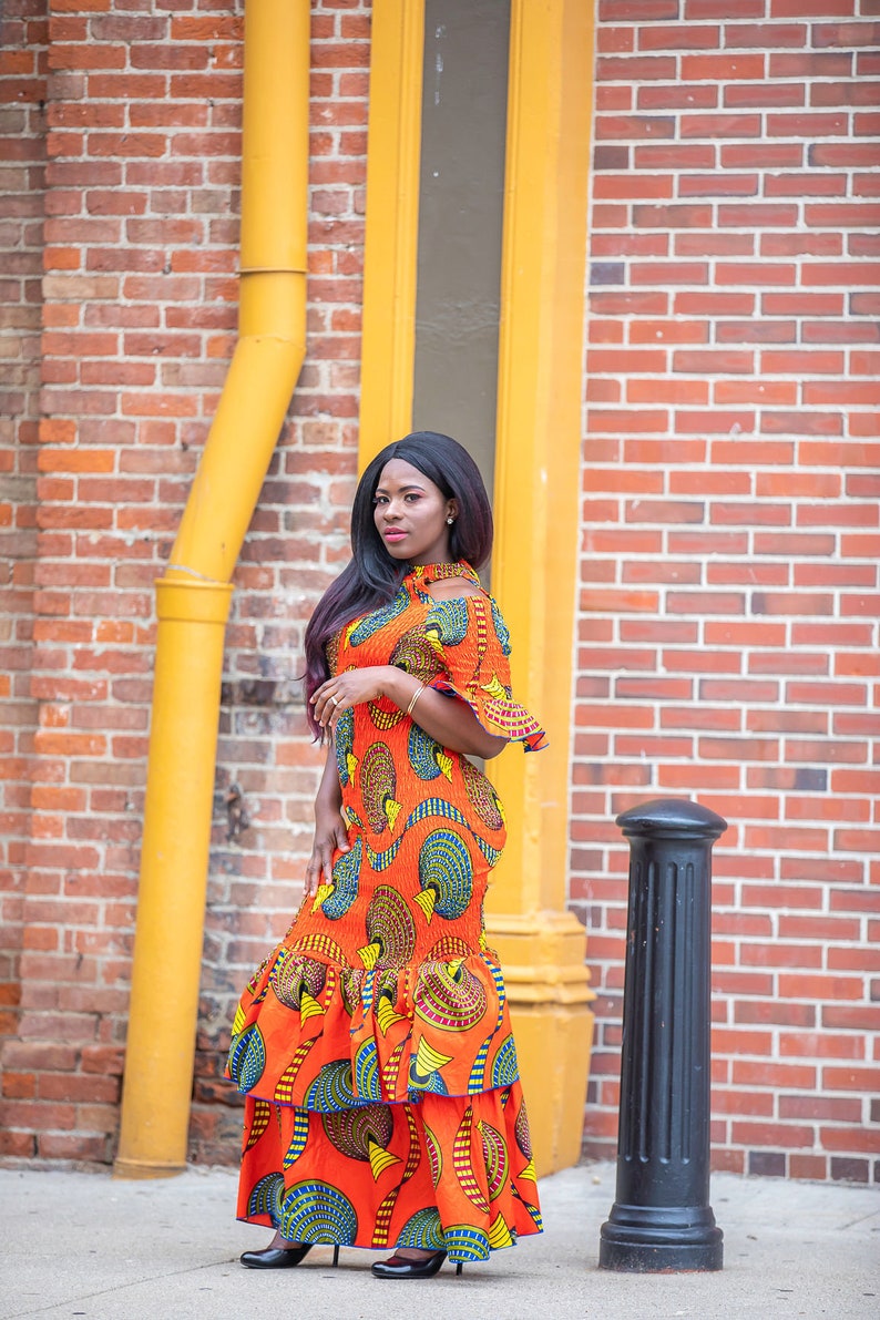 African Clothing for Women Orange, African Prom Dresses, - Etsy