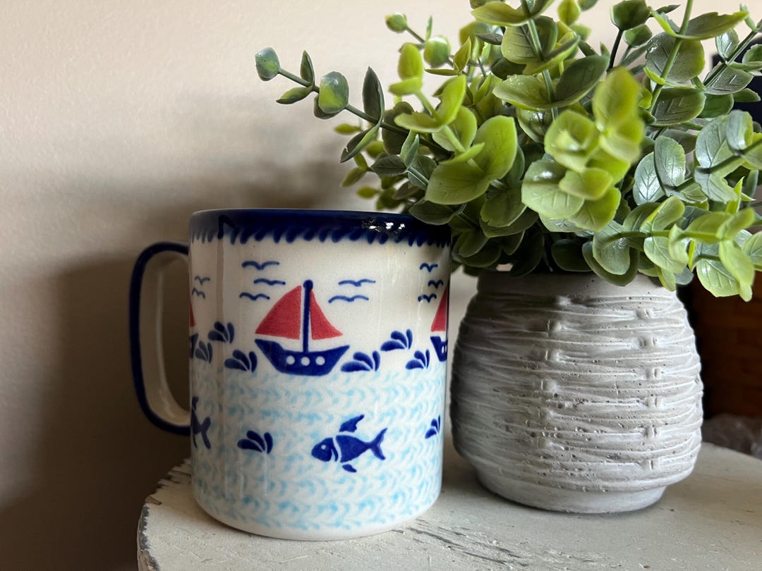Polish Pottery Sailboat Mug - Etsy