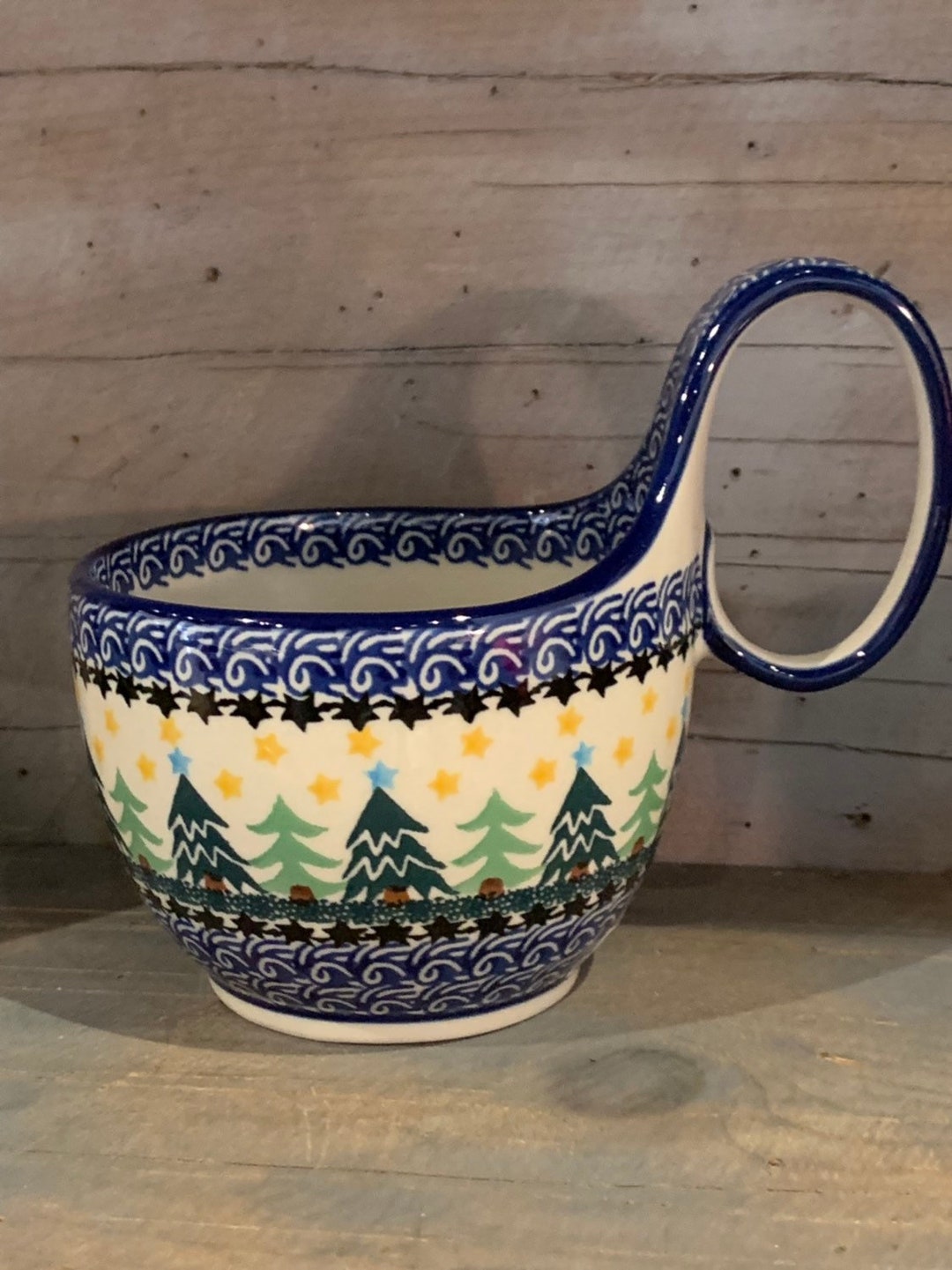 Polish Pottery Loop Handle Bowl - Etsy