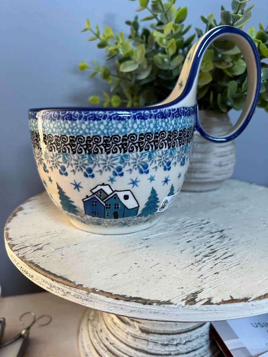 Polish Pottery Loop Handle Bowl- - Etsy